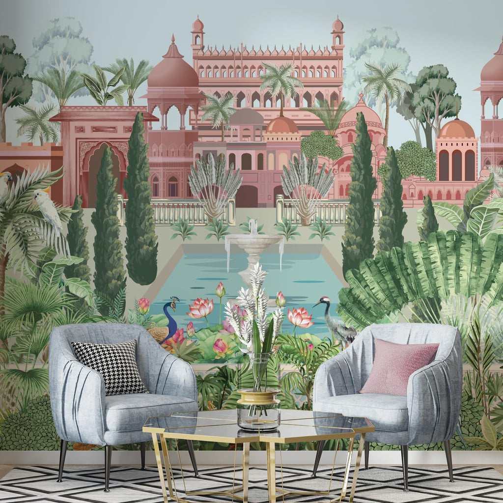 Ethnic Indian Wall Murals. Traditional Mughal Art Full Wall Wallpaper ...