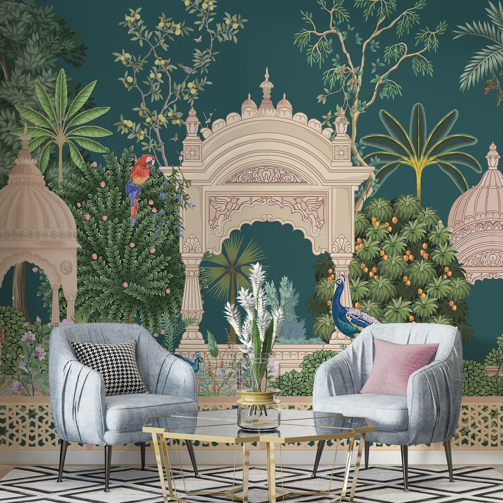 Ethnic Indian Wall Murals. Traditional Mughal Art Full Wall Wallpaper ...