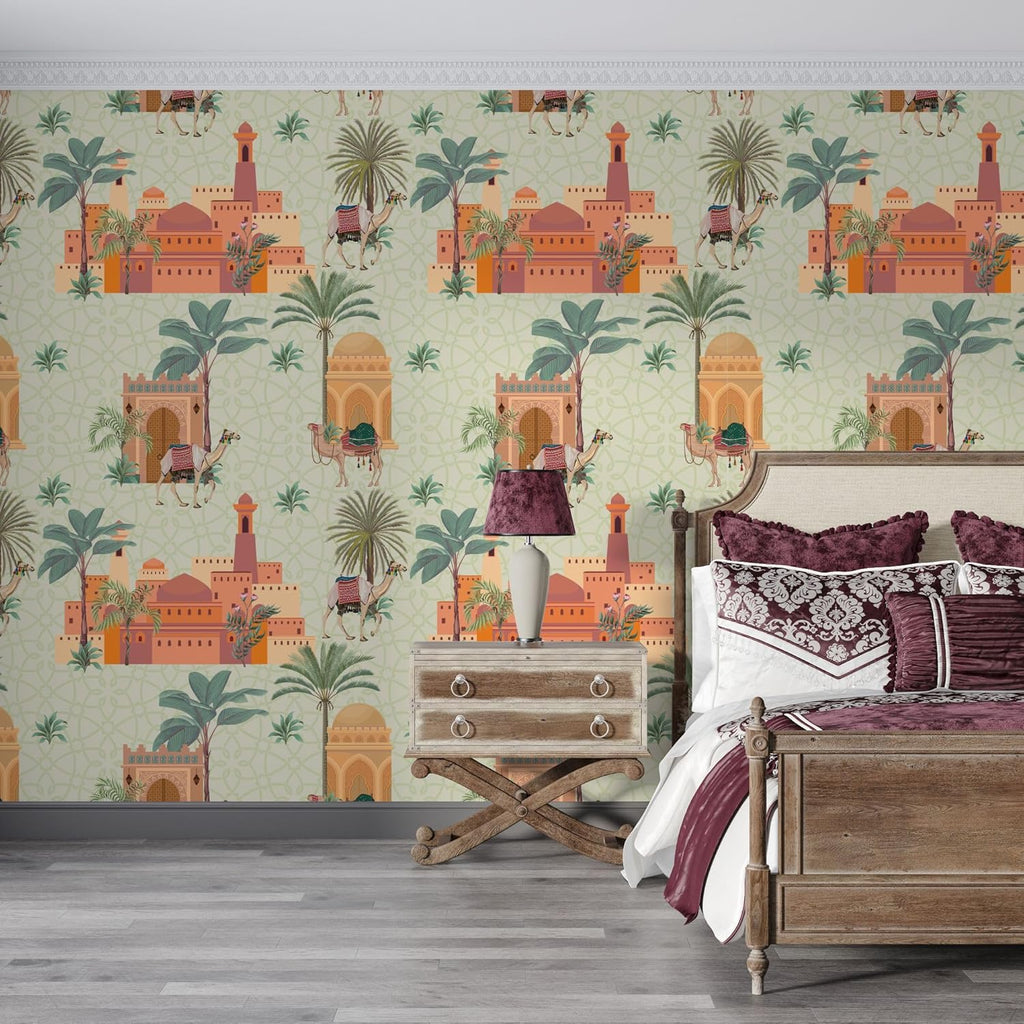 Ethnic Indian Wall Murals. Traditional Mughal Art Full Wall Wallpaper ...