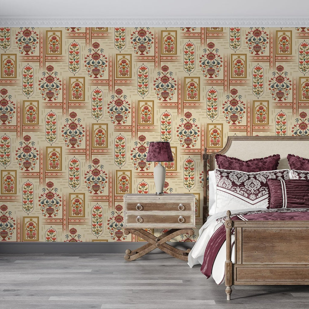 Ethnic Indian Wall Murals. Traditional Mughal Art Full Wall Wallpaper ...