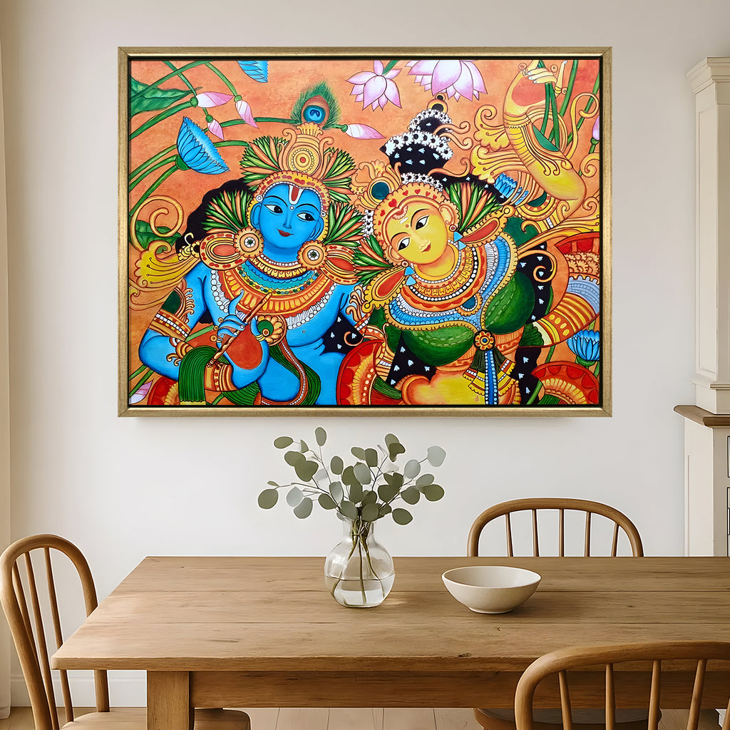 Kerala Mural Indian Traditional Canvas Painting with Large Framed ...