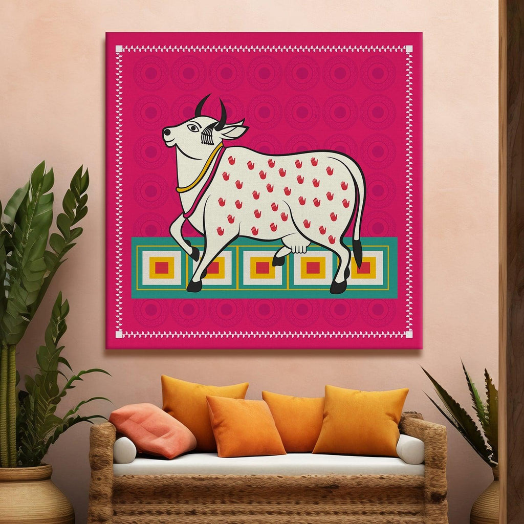 Tanjore Indian Traditional Canvas Painting with Large Framed Canvas ...