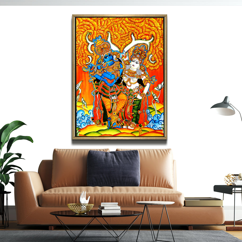 Kerala Mural Indian Traditional Canvas Painting with Large Framed ...
