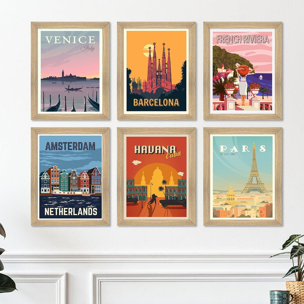 Vintage European Travel Style Framed Wall Posters. – Khirki.in