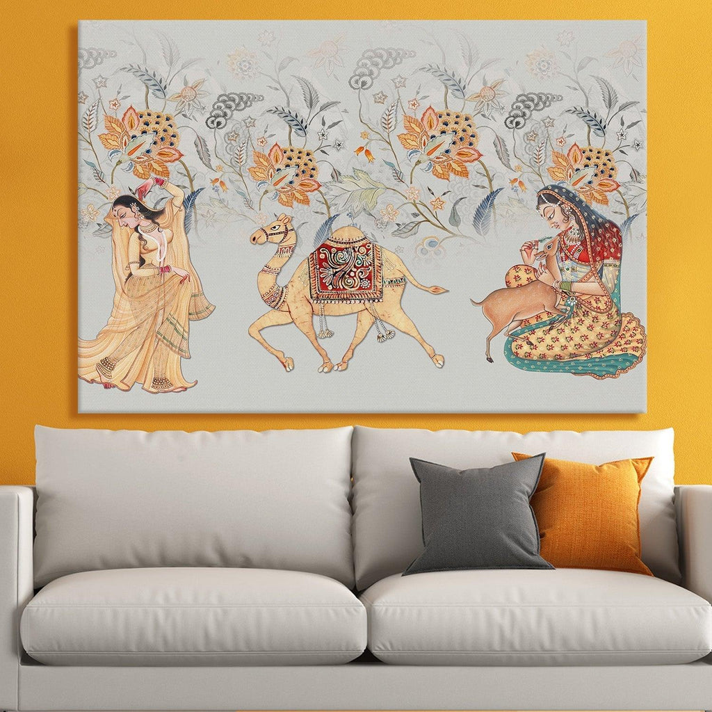 Indian Ethnic Traditional Wall Art Large Size Canvas Painting For Home ...